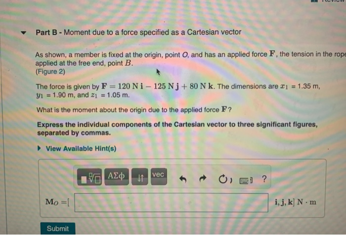 Solved Moment of a Force-Vector Formulation matrix | Chegg.com