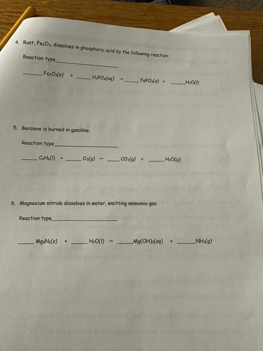 4. Rust, Fe2O3, dissolves in phosphoric acid by the | Chegg.com