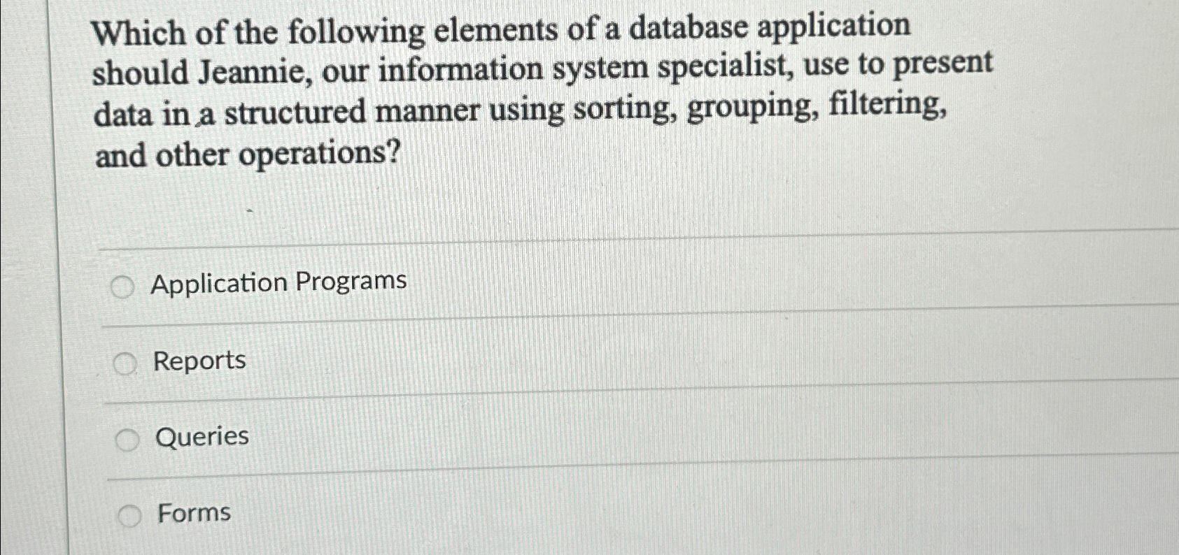 Solved Which of the following elements of a database | Chegg.com