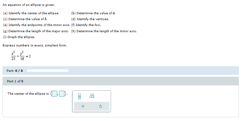 Solved An equation of an ellipse is given.(a) ﻿Identify the | Chegg.com