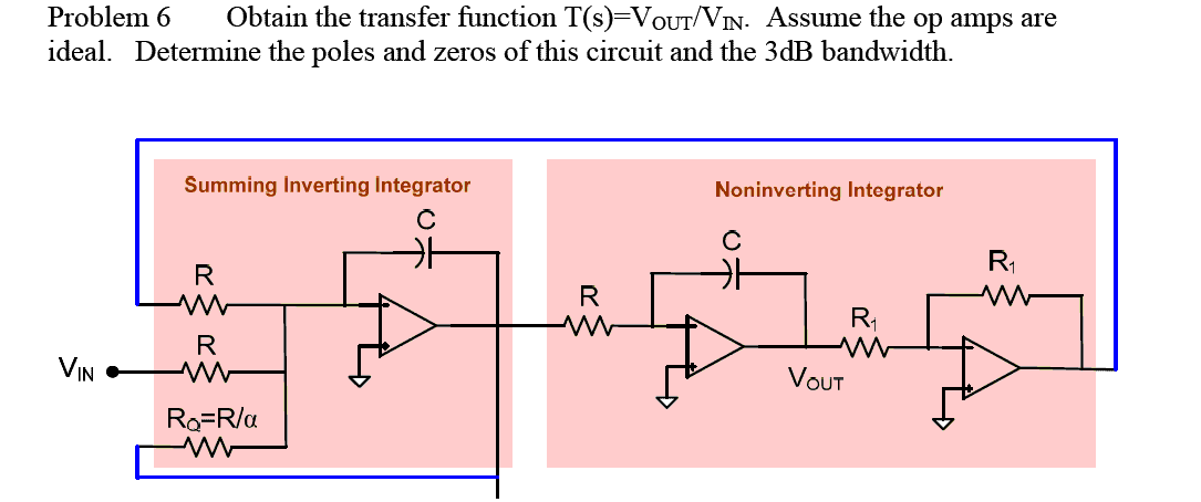 Solved Obtain the transfer function T(S)=VOUT/VIN. Assume | Chegg.com