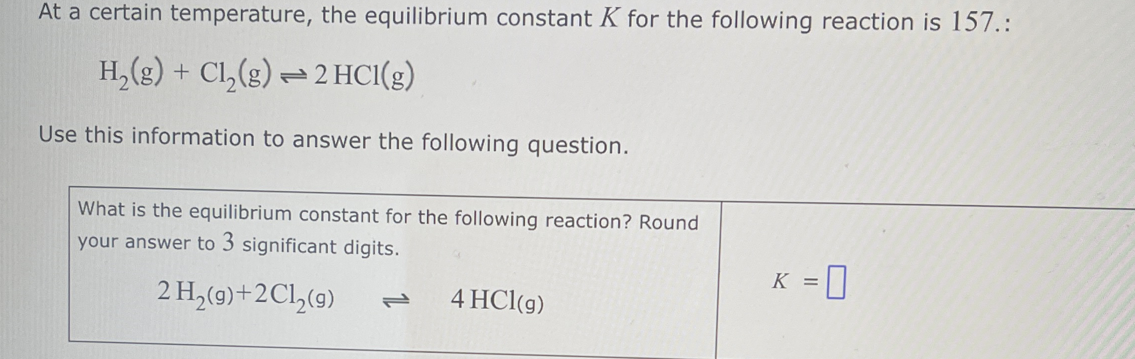Solved At a certain temperature, the equilibrium constant K | Chegg.com
