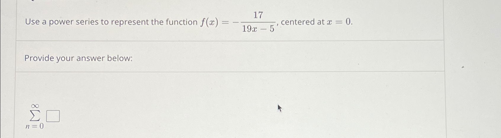 Solved Use a power series to represent the function | Chegg.com
