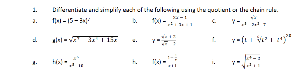 Solved Differentiate and simplify each of the following | Chegg.com