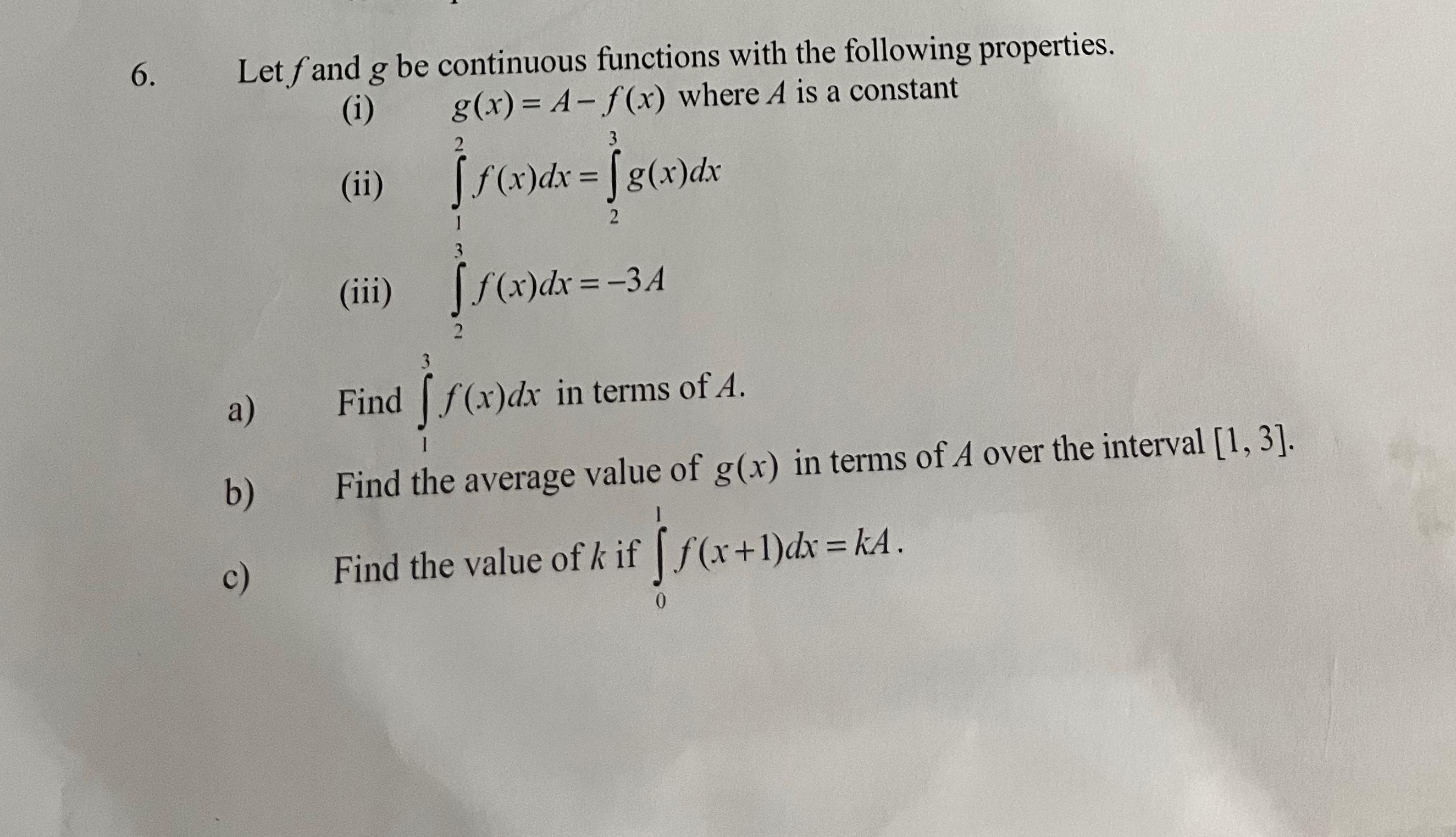 Solved Let f ﻿and g ﻿be continuous functions with the | Chegg.com