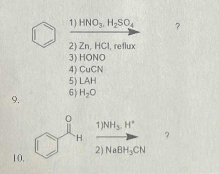 Solved 1) HNO3,H2SO4 2) Zn,HCl, reflux 3) HONO 4) CuCN 5) | Chegg.com