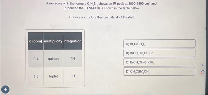 Solved A molecule with the formula C3H0Br2 shows an IR peak | Chegg.com