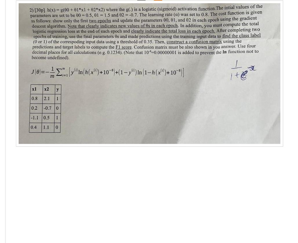 Solved (30p] ﻿h(x) ﻿g(00 + 01*xl +02*x2) ﻿where the g() ﻿is | Chegg.com
