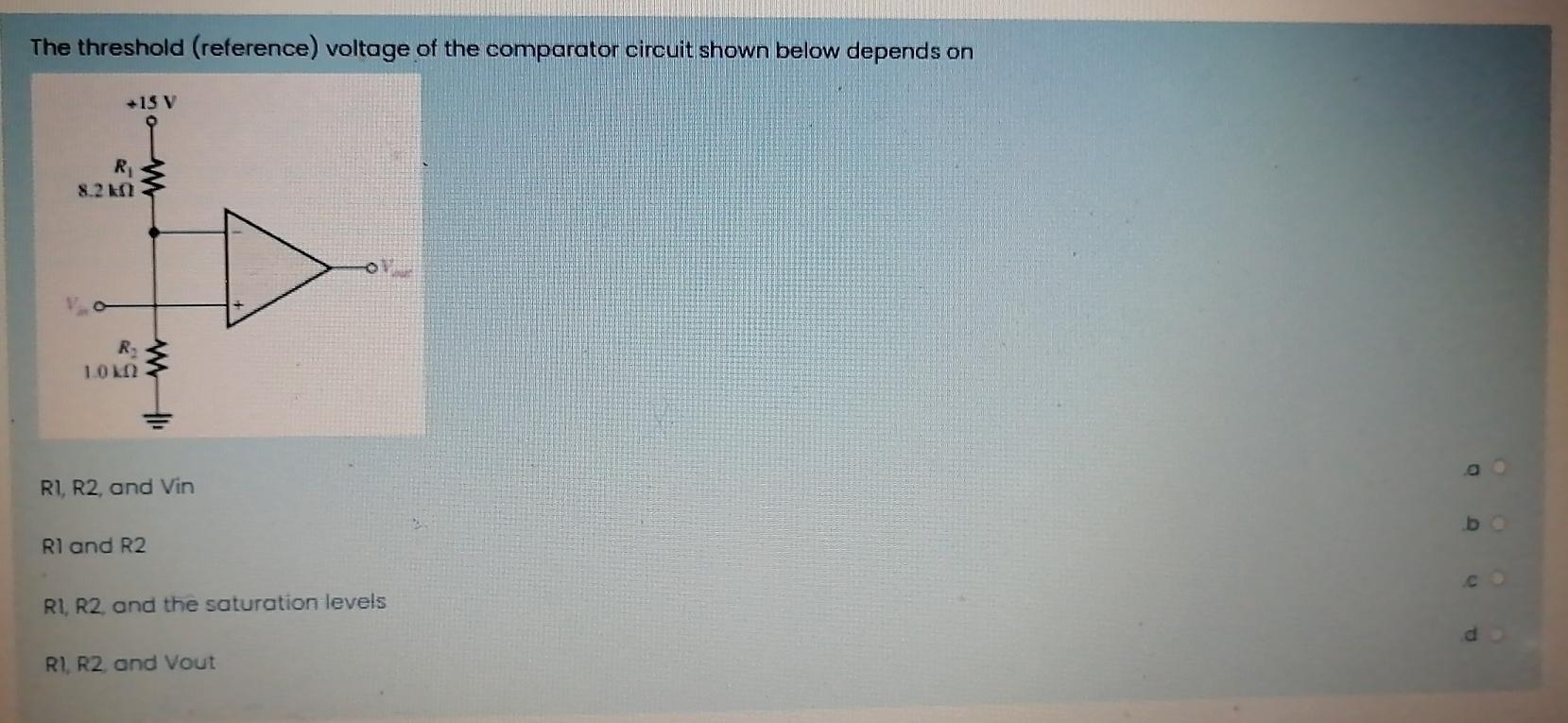 Solved The threshold (reference) voltage of the comparator | Chegg.com