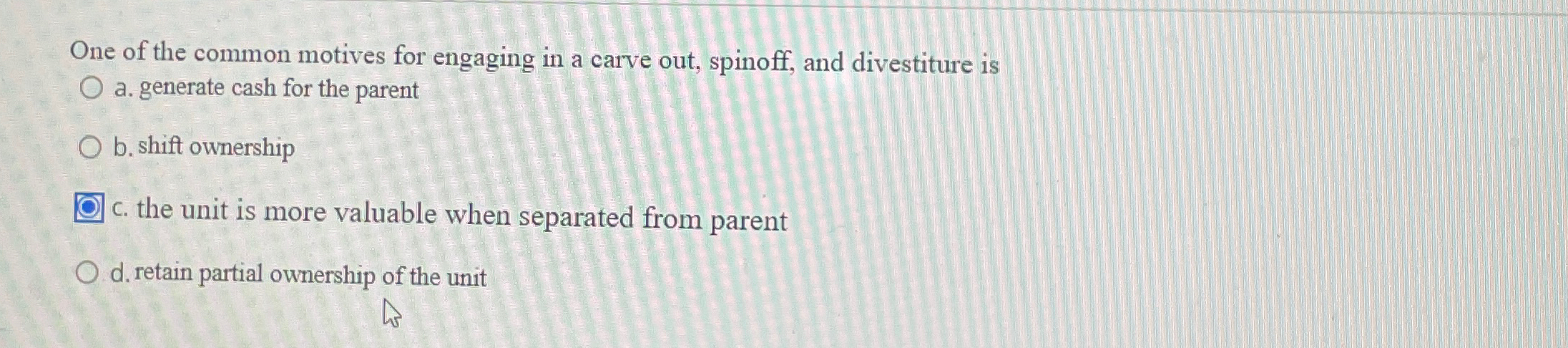 Solved One of the common motives for engaging in a carve | Chegg.com