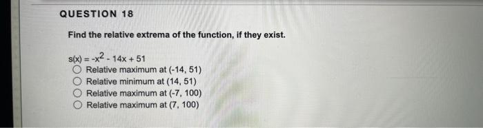 Solved Find the relative extrema of the function, if they | Chegg.com