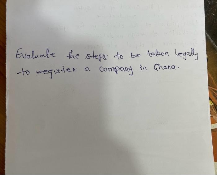 Solved Evaluate the steps to be taken legally to register a | Chegg.com