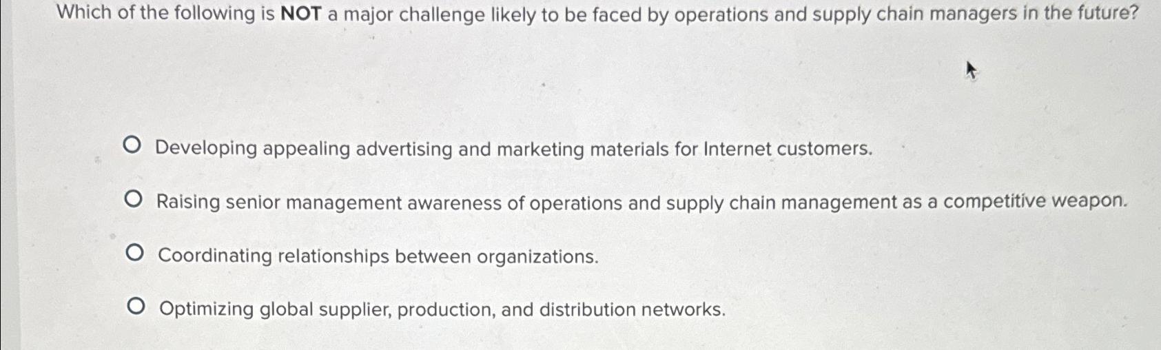 Solved Which of the following is NOT a major challenge | Chegg.com