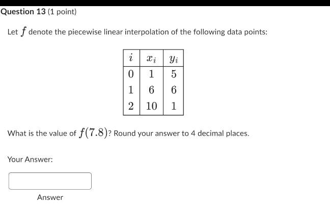 Solved Let f denote the piecewise linear interpolation of | Chegg.com