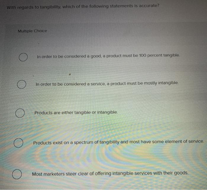 Solved With regards to tangibility, which of the following | Chegg.com