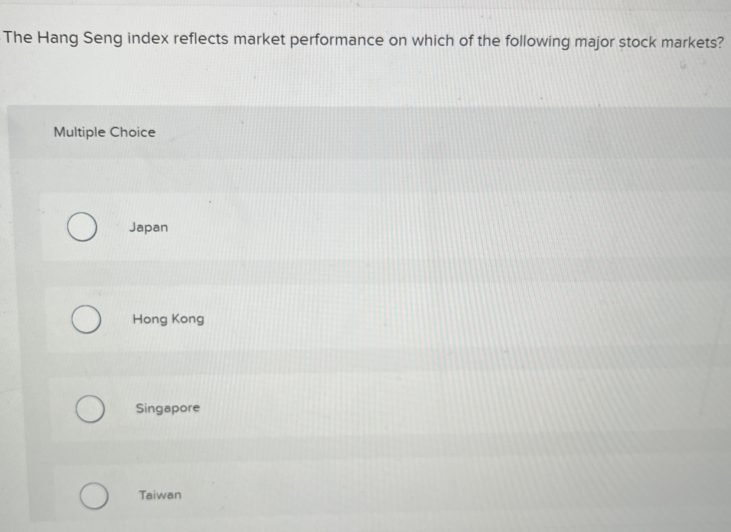 Solved The Hang Seng index reflects market performance on | Chegg.com