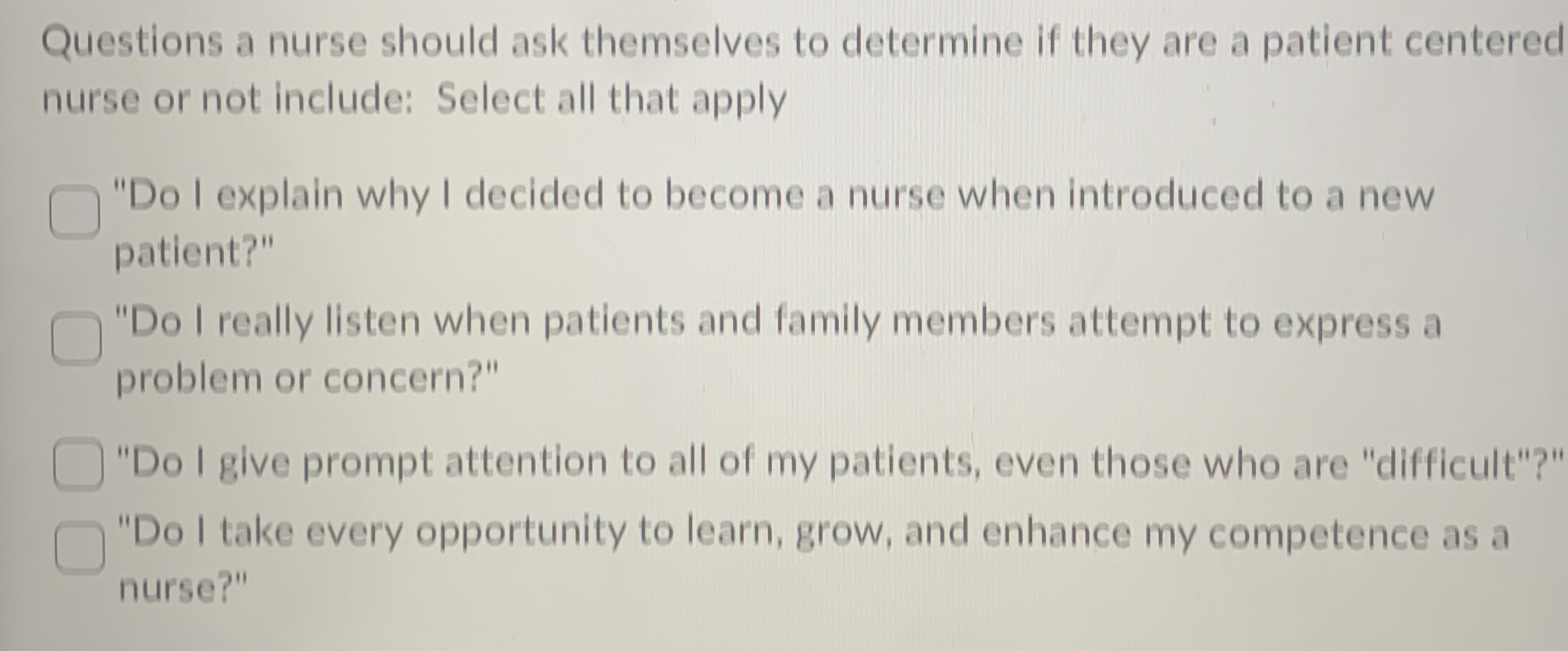 Solved Questions a nurse should ask themselves to determine | Chegg.com