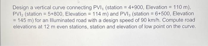Solved Design a vertical curve connecting PVI (station = | Chegg.com