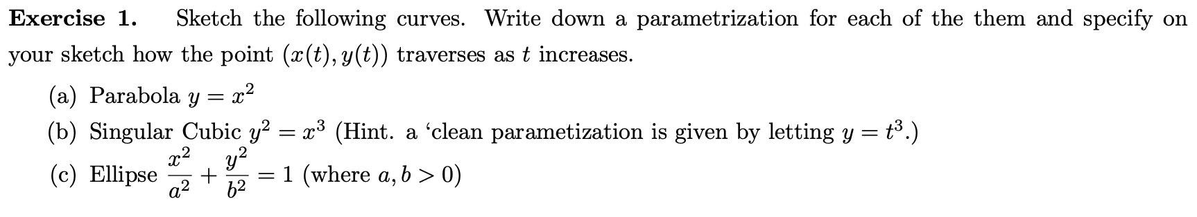 Solved Sketch the following curves. Write down a | Chegg.com
