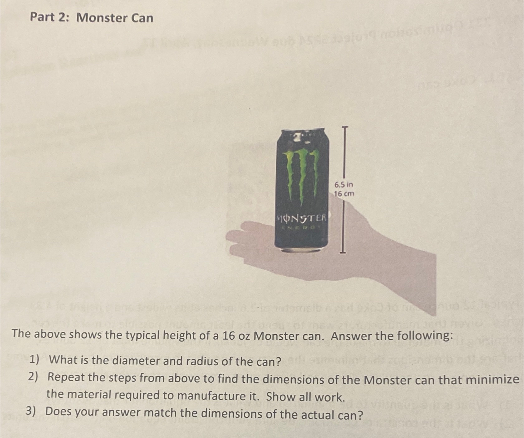 Solved Optimizarion problems: Part 1: Coke canA typical 12 | Chegg.com