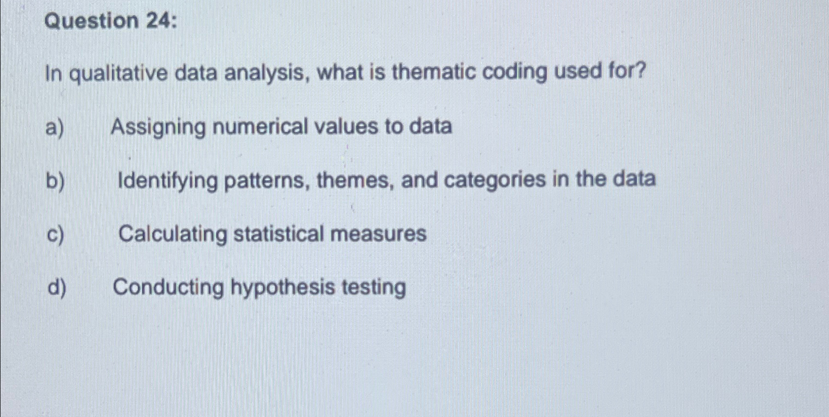 Solved Question 24:In qualitative data analysis, what is | Chegg.com