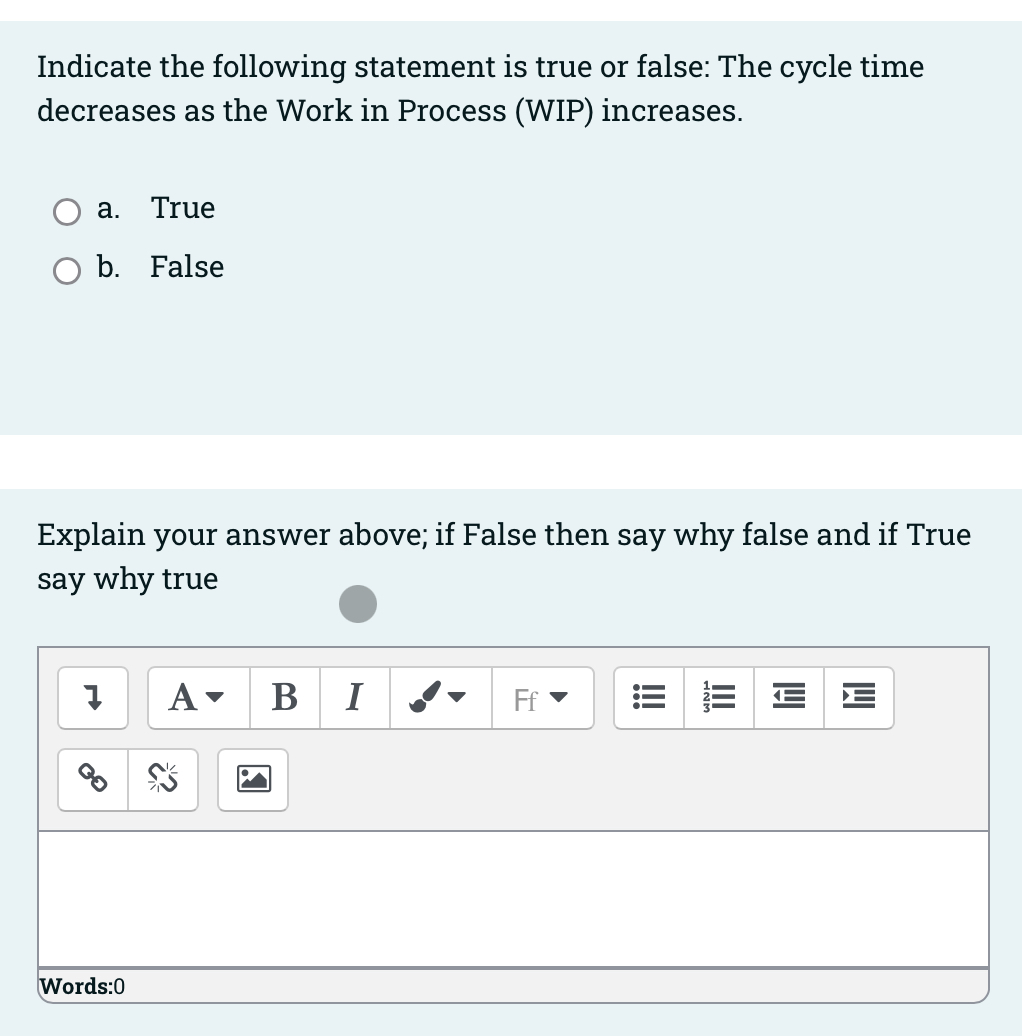 Solved indicate the following statements is true or false. | Chegg.com