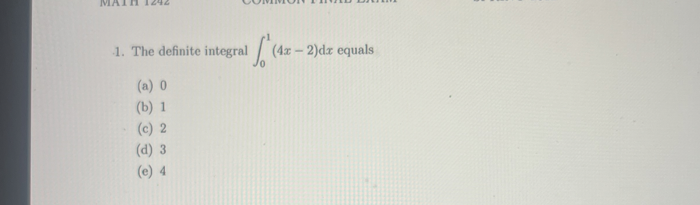 Solved The definite integral ∫01(4x-2)dx | Chegg.com