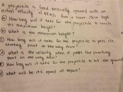 Solved A projectile is fired vertically upward with an | Chegg.com
