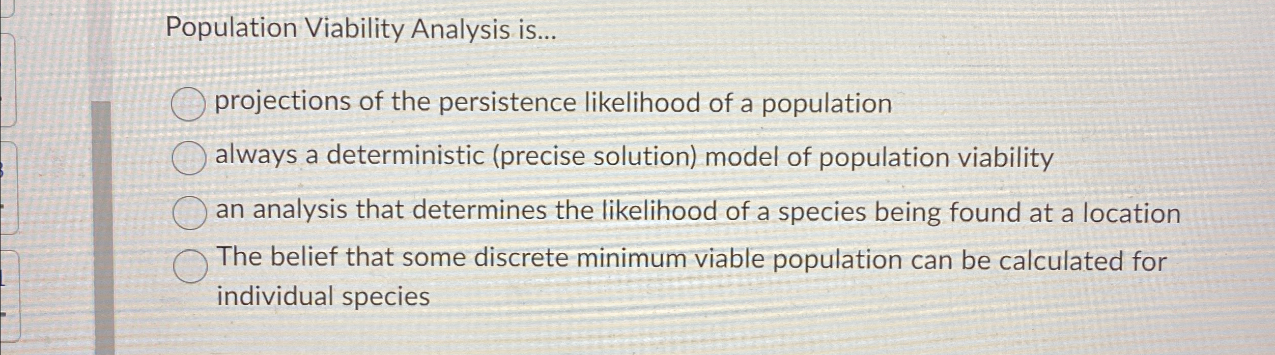 Solved Population Viability Analysis Is Projections Of The