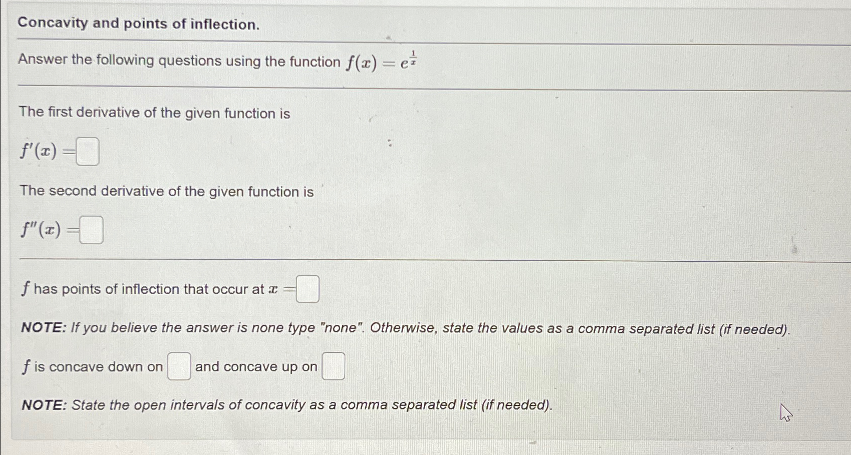 Solved Concavity and points of inflection.Answer the | Chegg.com