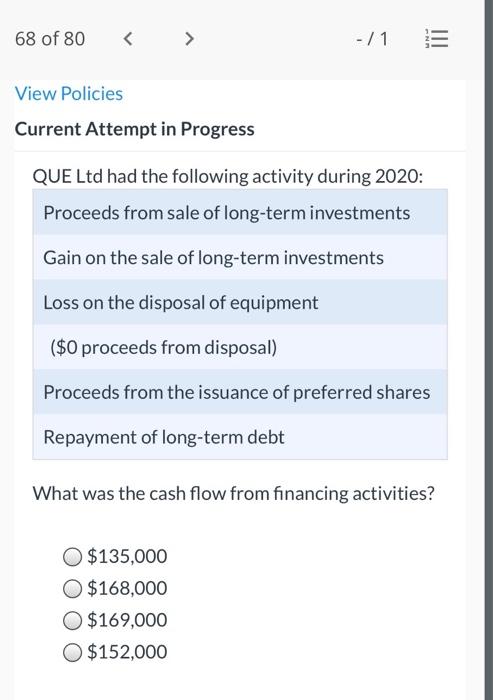 Solved 62 of 80 ( - 71 WN TIL View Policies Current Attempt | Chegg.com