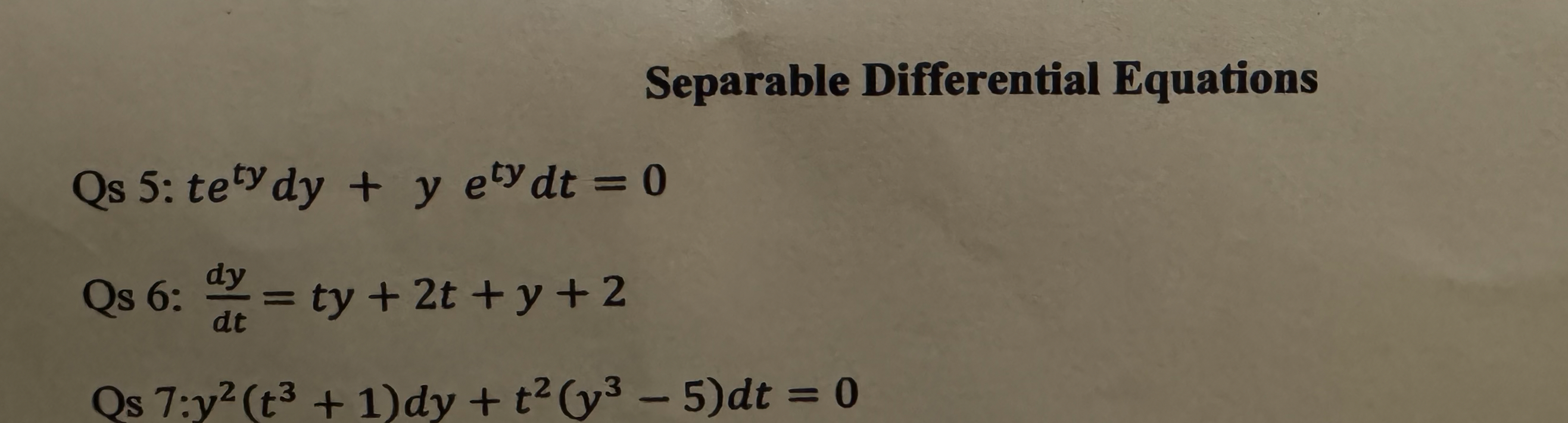 Solved Separable Differential EquationsQs 5: | Chegg.com