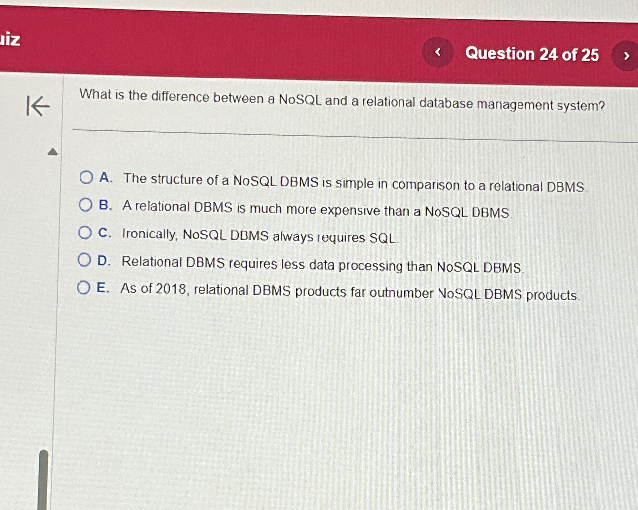 Solved Question 24 ﻿of 25What is the difference between a | Chegg.com