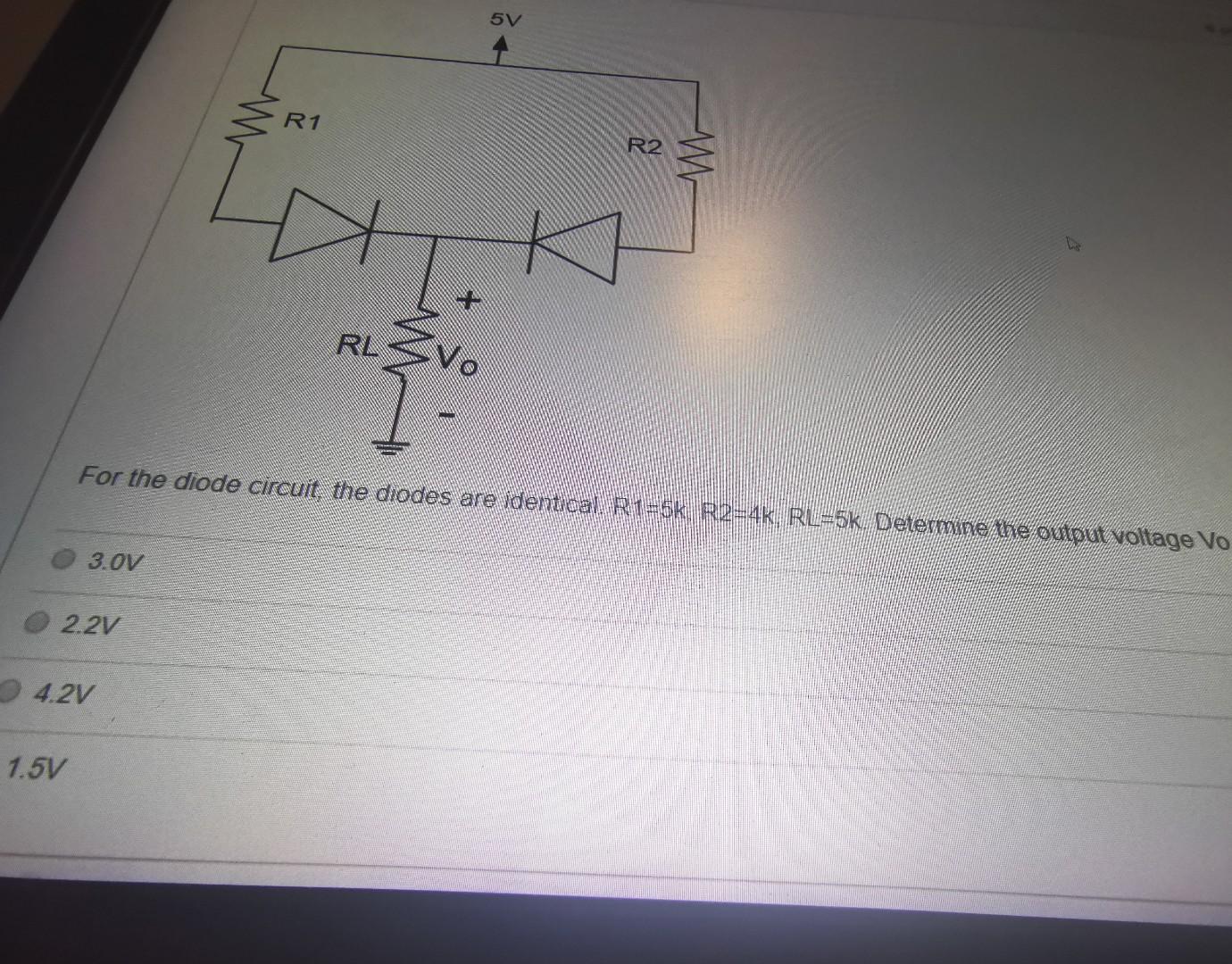 Solved 5V R1 R2 RL vo 1- For the diode circuit the diodes | Chegg.com