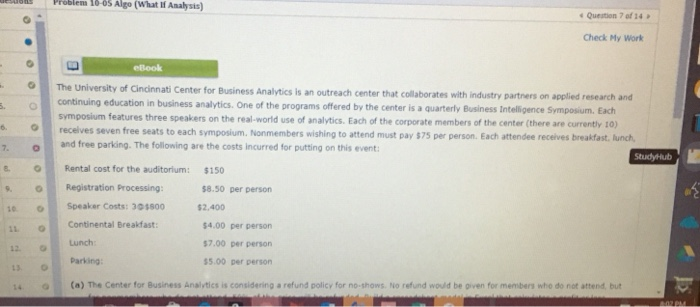 Solved 10-05 Algo (What Analysis) Question 7 of 14 Check My | Chegg.com