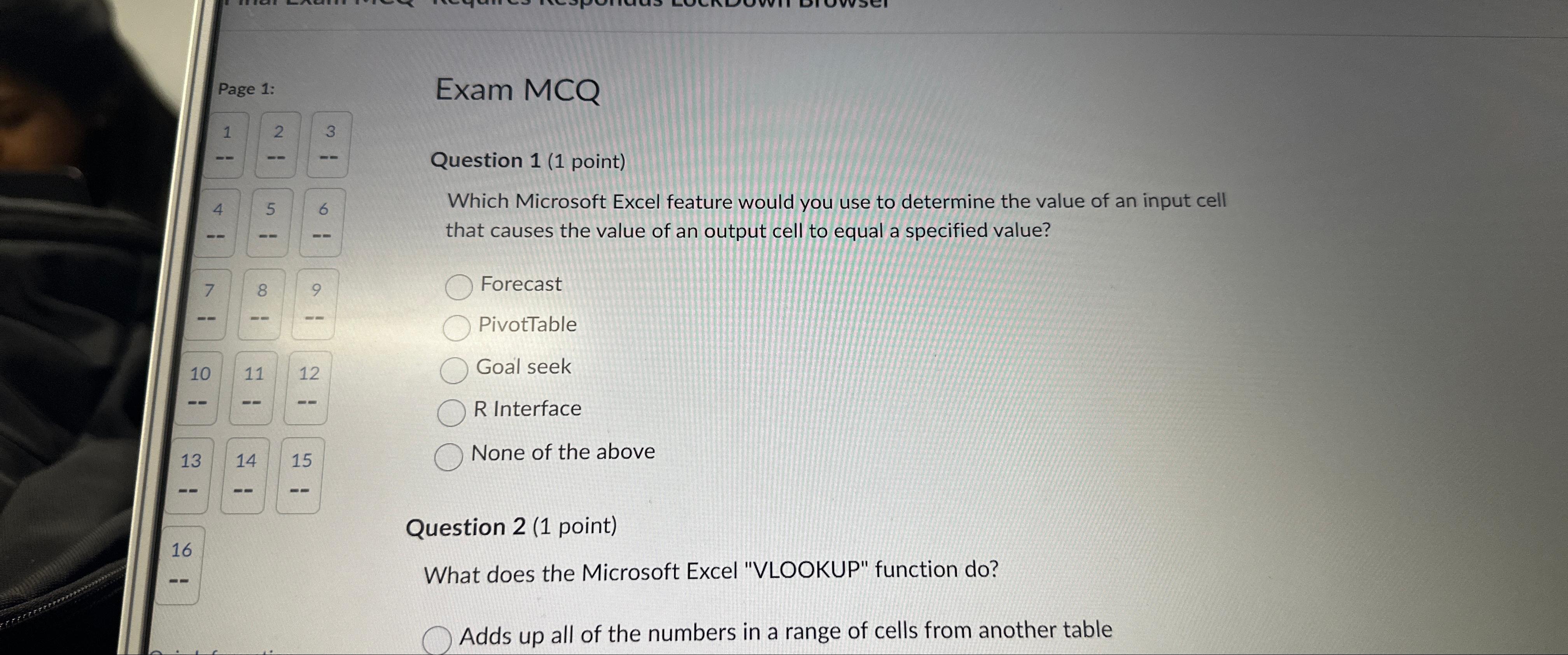 Solved Exam MCQQuestion 1 (1 ﻿point)Which Microsoft Excel | Chegg.com