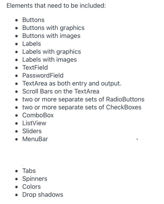 Solved using java and java fx make a code that includes all | Chegg.com