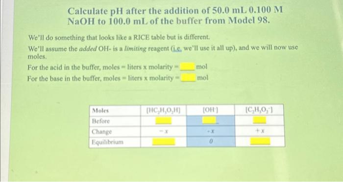 Solved Calculate pH after the addition of 50.0 mL 0.100 M | Chegg.com