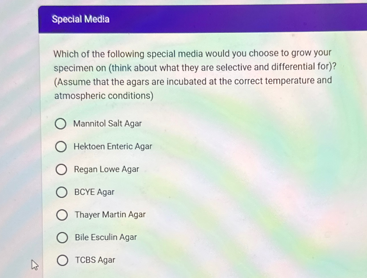 Solved Special MediaWhich of the following special media | Chegg.com