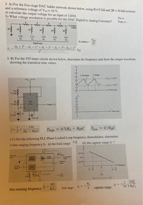 Solved 5. A) For the five-stage DAC ladder network shown | Chegg.com