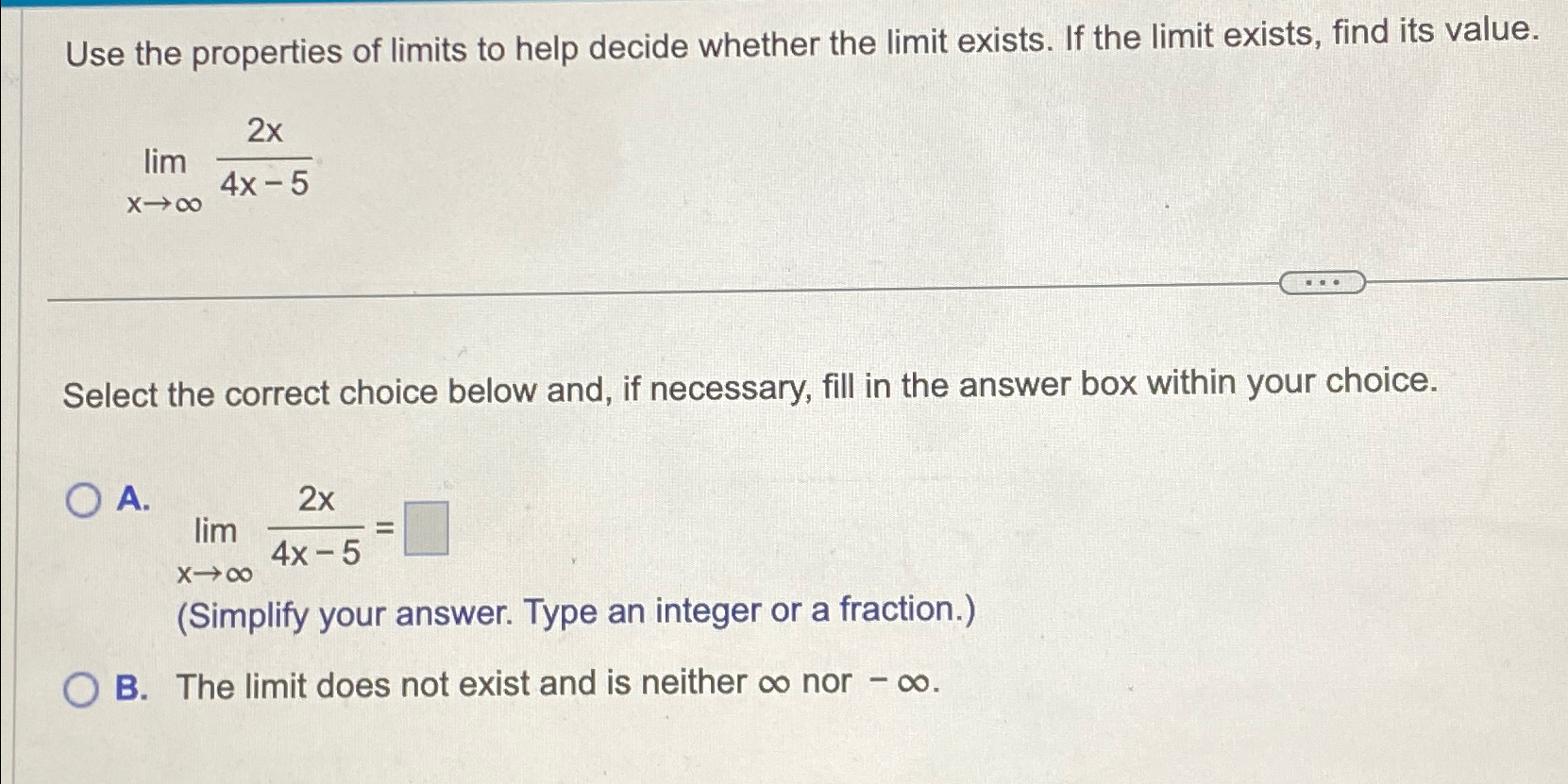 Solved Use the properties of limits to help decide whether | Chegg.com