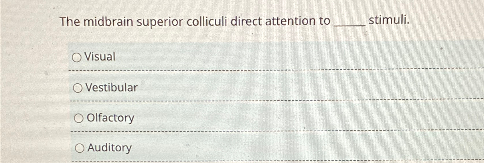Solved The midbrain superior colliculi direct attention to | Chegg.com