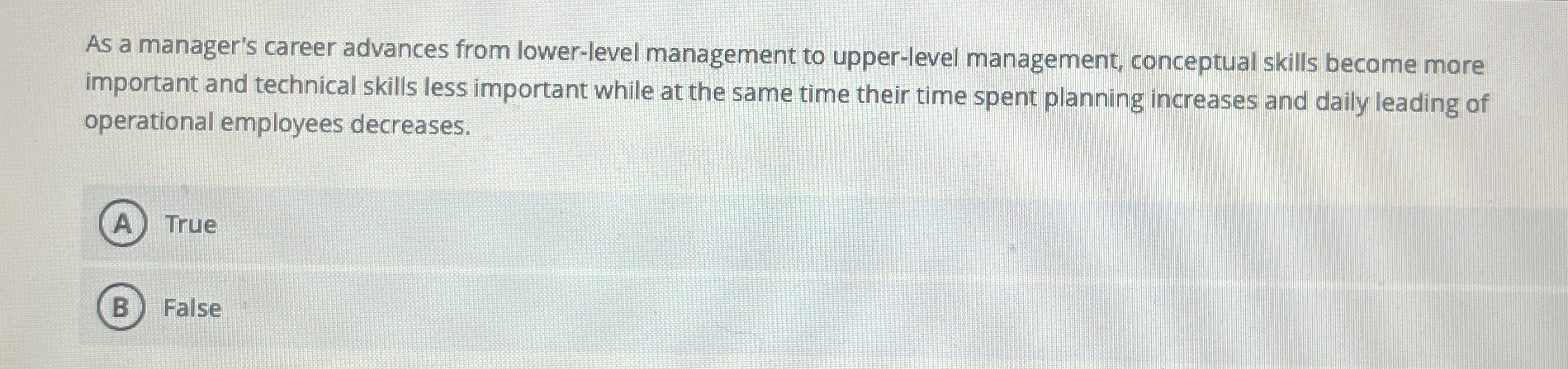 Solved As a manager's career advances from lower-level | Chegg.com