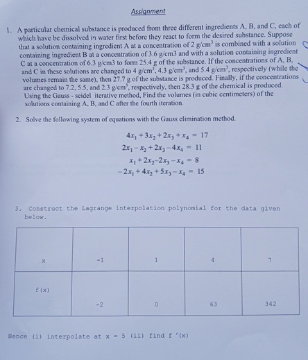 Solved AssignmentA particular chemical substance is produced | Chegg.com