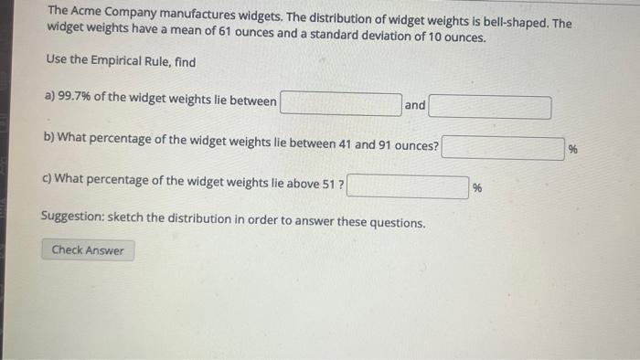 Solved The Acme Company manufactures widgets. The | Chegg.com