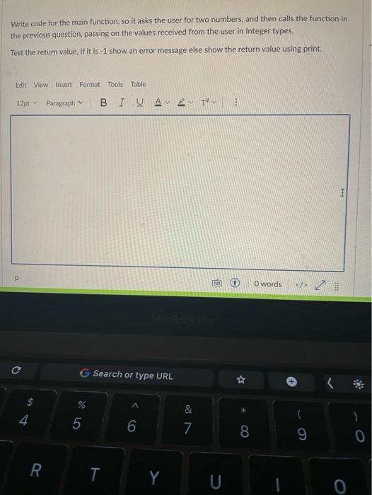 Solved Write code for the main function, so it asks the user | Chegg.com