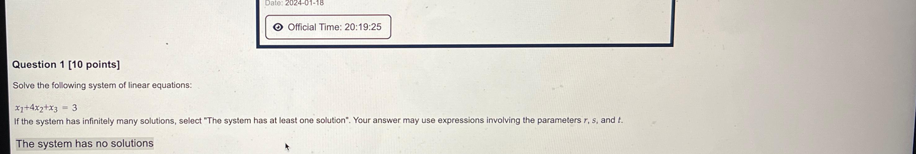 Solved Question 1 [10 ﻿points]Solve the following system of | Chegg.com