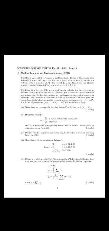 COMPUTER SCIENCE TRIPOS Part II - 2018 - Paper & | Chegg.com