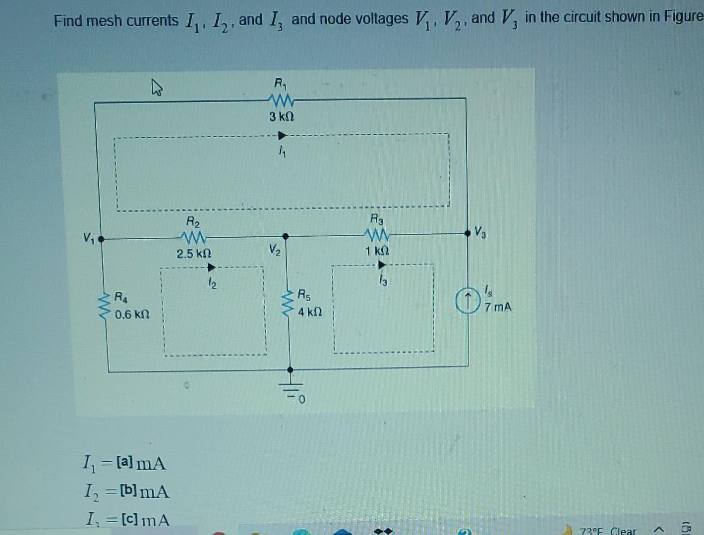 Solved Find mesh currents I1,I2, and I3 and node voltages | Chegg.com