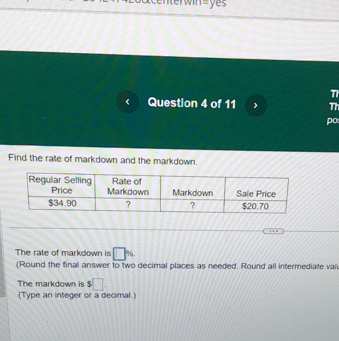 Solved Find the rate of markdown and the markdown. The rate | Chegg.com